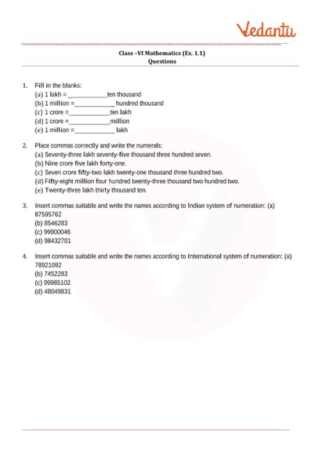 Ncert Solutions For Class 6 Maths Chapter 1 Knowing Our Numbers Free Pdf