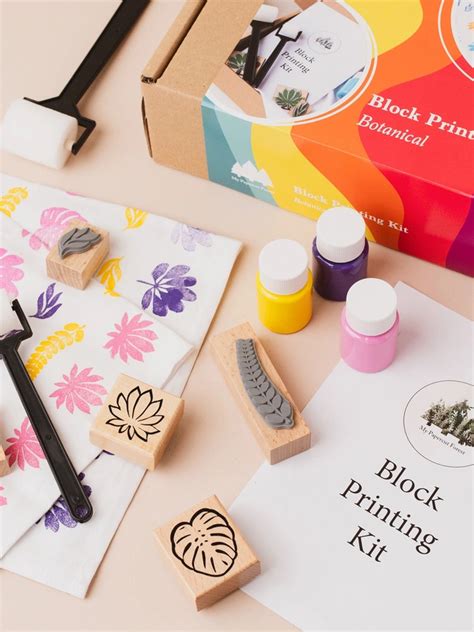Textile Block Printing Kit Beginners Stamp Diy Craft Kit Holly And Co
