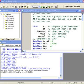 A Simple ADC Program Compiled In MPLAB IDE B PIC18F452 Reads Analog
