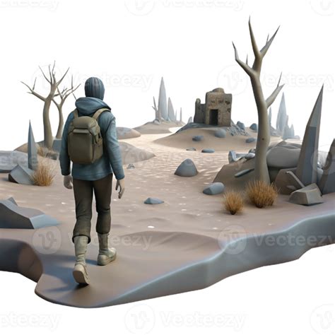 Magnificent Modern A Lone Wanderer Traversing A Desolate Wasteland