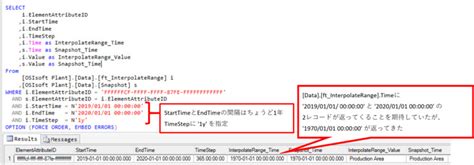 Pi Oledb Enterprise 定間隔ヒストリデータでの ‘1y 及び ‘1mo について