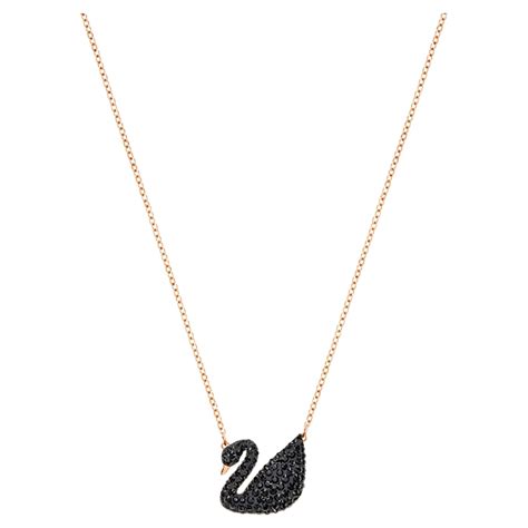 Swarovski Iconic Swan Pendant Swan Black Rose Gold Tone Plated
