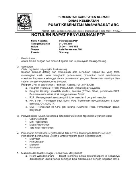 Contoh Notulen Ptp 1 Pdf