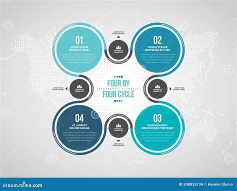 Four By Four Cycle Infographic Stock Vector Illustration Of Copyspace