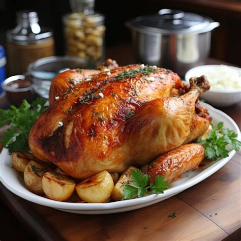 Premium Photo Greek Lemon Roasted Chicken Whole Chicken Marinated In
