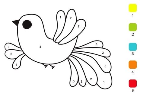 Раскраска Птица по номерам для малышей распечатать или раскрасить онлайн