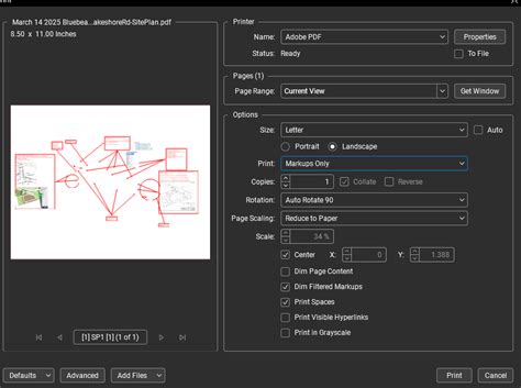 how to print markups outside the document area bluebeam community