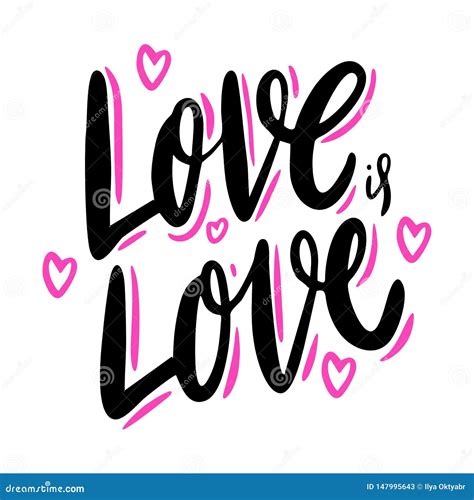 El Amor Es Amor Letras Dibujadas Mano Del Vector Frase De La Motivaci N