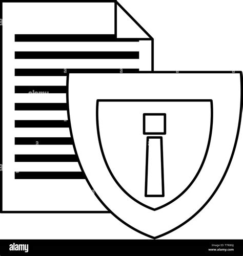File Shield Cybersecurity Data Protection Vector Illustration Outline Stock Vector Image And Art