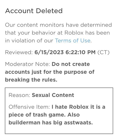 Getting Banned For Insulting Roblox And Builderman R Deservedbansonroblox