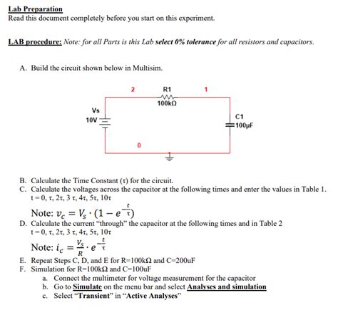 Solved Lab 11 R C Networks Transient Analysis Lab Summary