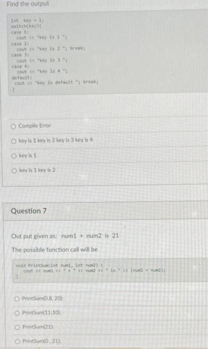 Solved Find The Output Compile Error Key Is 1 Key Is 2 Key