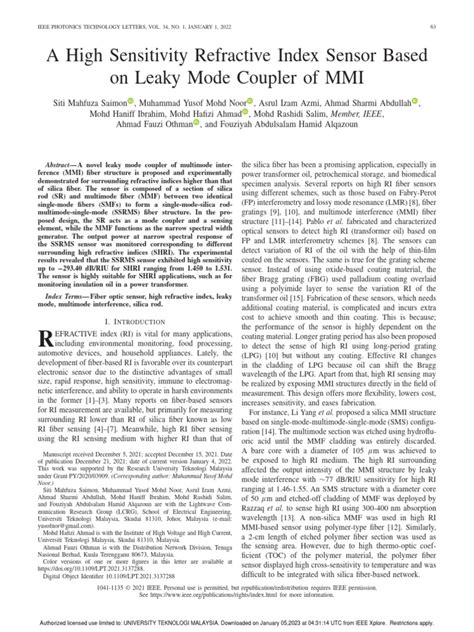 A High Sensitivity Refractive Index Sensor Based On Leaky Mode Coupler