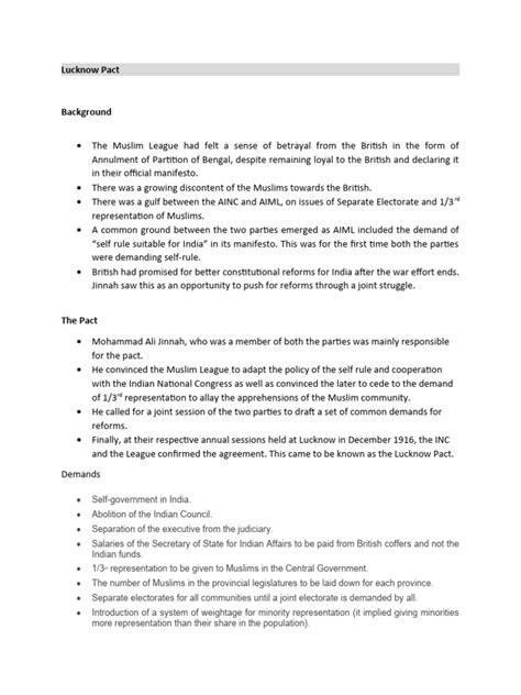 Lucknow Pact Pdf