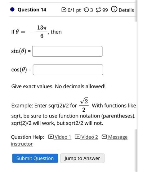 Solved Question ๒ pt i Details If θ π Chegg com