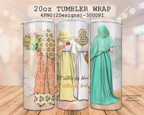 Muslim Sisters Tumbler Wrap 20 Oz Skinny 4 Besties Muslim Womans