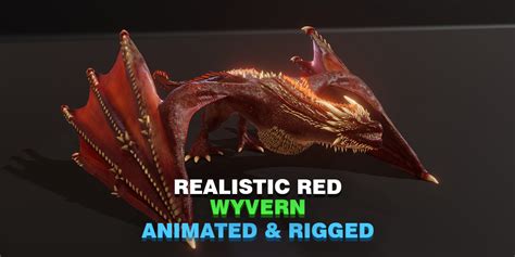 Wyvern Low Poly Realistic Blue Wyvern Animated Game Ready Low Poly 3d