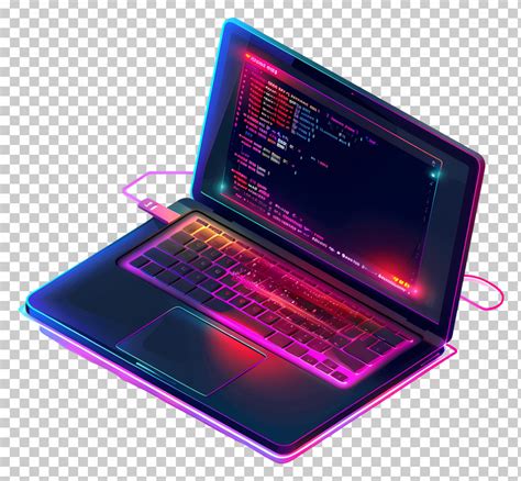 Code Editing Neon Laptop With Code Png Clipart Code Editing Coding Computer Hardware