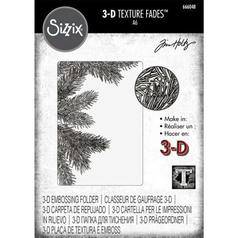 Sizzix Pine Branches 3D Texture Fades EF By Tim Holtz 630454282570