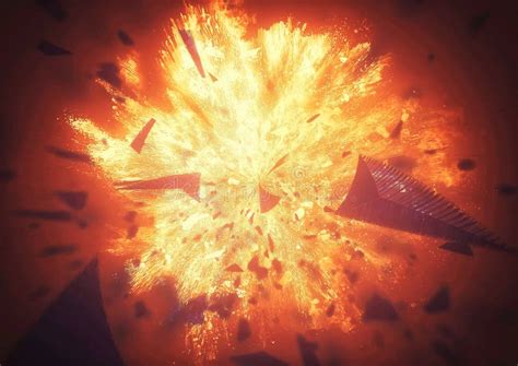 Exploding Fire Flame And Smoke Illustration Background Stock