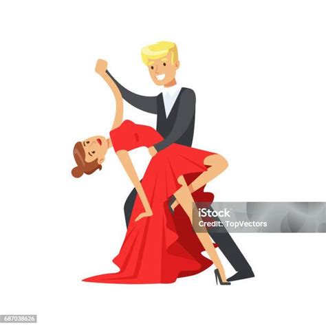젊은 우아한 탱고 댄서 다채로운 문자 벡터 일러스트 레이 션 검은색에 대한 스톡 벡터 아트 및 기타 이미지 검은색 공연