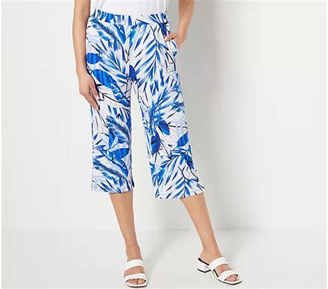 As Is Susan Graver Passport Regular Printed Liquid Knit Capri Pants