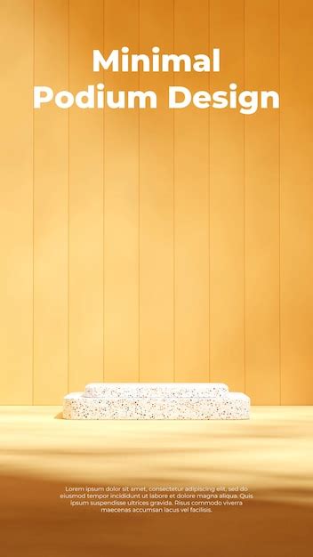 노란색 패턴 벽 3d 렌더링 이미지 장면 템플릿 흰색 주황색 테라조 블록 연단 초상화 프리미엄 Psd 파일