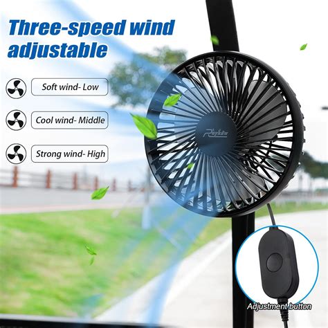 1pc Golf Cart Fan Portable Usb Input For Ezgo Club Car Yamaha 3 Speed