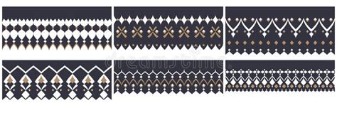 Set Of Six Style Decorative Seamless Border Patterns In Soft Elegance