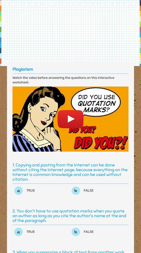 identifying plagiarism worksheet