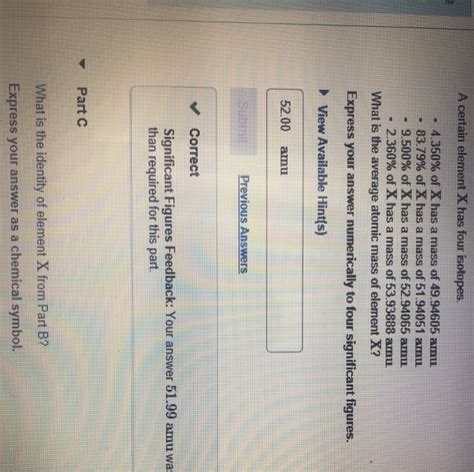 Solved Part C What Is The Identity Of Element X From Part B
