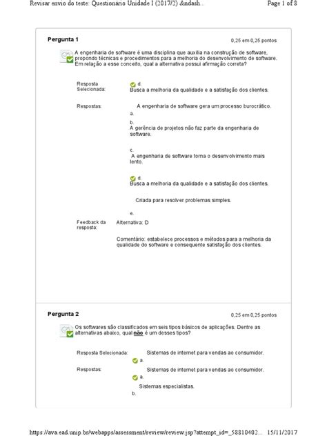 Engenharia De Software 1 Questionário Unidade 1 Pdf Pdf