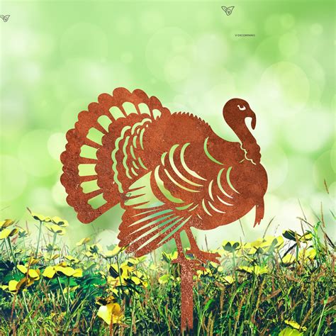 Rust Wild Turkey Metal Sign Turkey Stake Garden Decor Turkey Yard