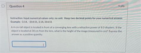 Solved Instruction Input Numerical Values Only No Unit Chegg