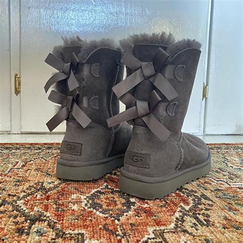 Ugg Grey Bailey Bow Boots So Warm And Soft Very Depop