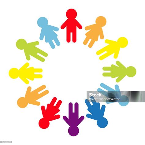 남자와 여자 그림 그림 아이콘 기호입니다 사람들은 원을 둥글게 합니다 시간 제 우정 기호입니다 남성 여성 실루엣입니다 무지개 색 손을 잡고 소년 소녀 영원히 친구 플랫