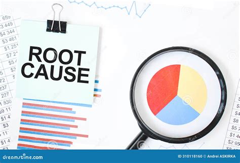 Note Paper With ROOT CAUSE Text And Magnifying Glass Over Pie Chart