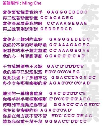 離別的車站 趙薇 原創笛譜 附 Demo 5字牧童笛譜國內歌手 牧童笛譜專頁 bunbun000