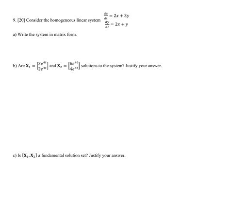 Solved 20 ﻿consider The Homogeneous Linear System