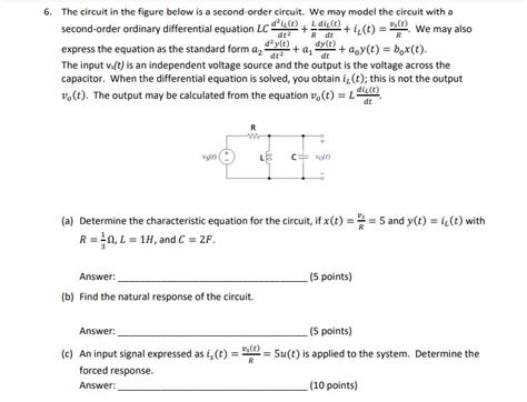 solved 6 the circuit in the figure below is a second order
