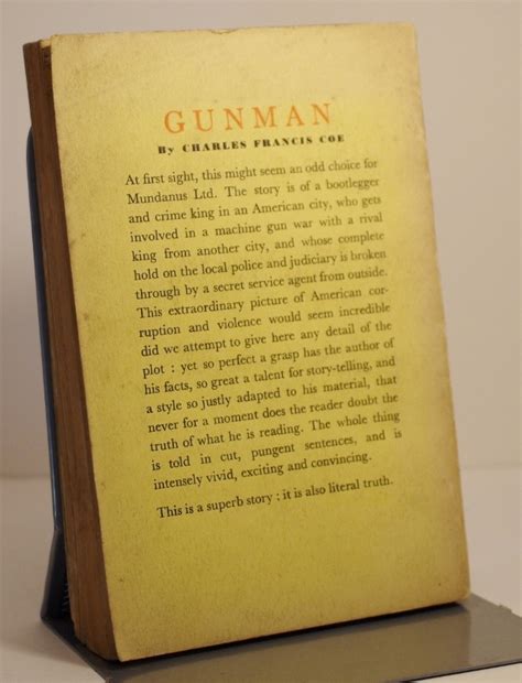 Charles Francis Coe By Gunman Very Good Soft Cover 1930 First Edition Richard Thornton