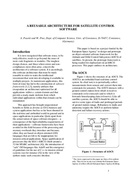 Pdf A Reusable Architecture For Satellite Control Software