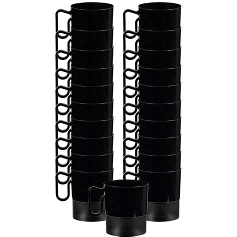 Big Party Pack Black Plastic Coffee Mugs 20ct 8oz Party City