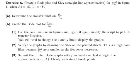 Solved In Figure Exercise 6 Create A Bode Plot And Sla