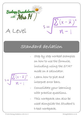 Standard Deviation A Level Biology Teaching Resources