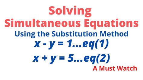 Solving Simultaneous Equations - Substitution Method - YouTube