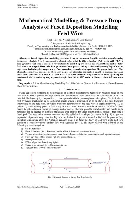 Pdf Mathematical Modelling And Pressure Drop Analysis Of Fused