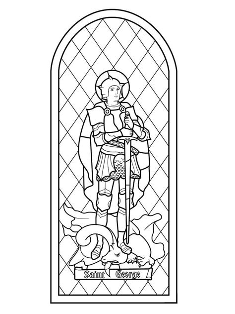 Vitral de São Jorge para colorir imprimir e desenhar Colorir Me
