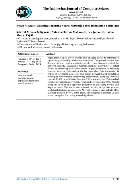 Pdf Network Attack Classification Using Neural Network Based