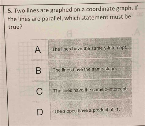 Solved 5 Two Lines Are Graphed On A Coordinate Graph If The Lines